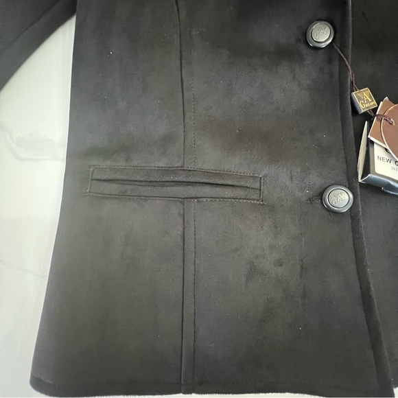 Jackets & Coats | Nwt G A Milano Black Suede Faux Leather Trim Jacket ...
